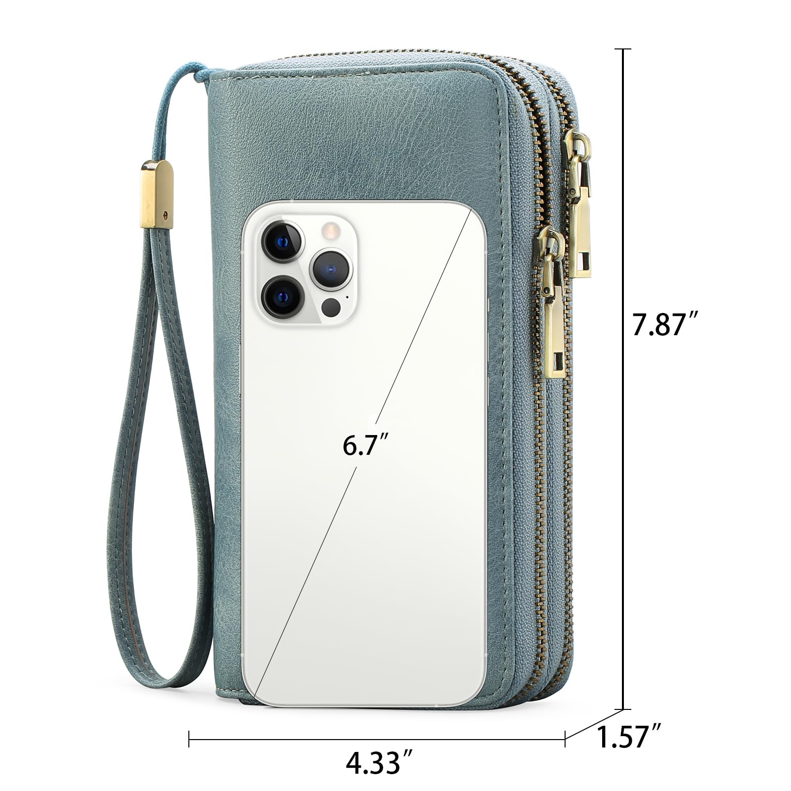 GAEKEAO Wallet for Women Clutch RFID Blocking Leather Wristlet Purse Large Capacity Credit Card Holder with Grip Hand Strap