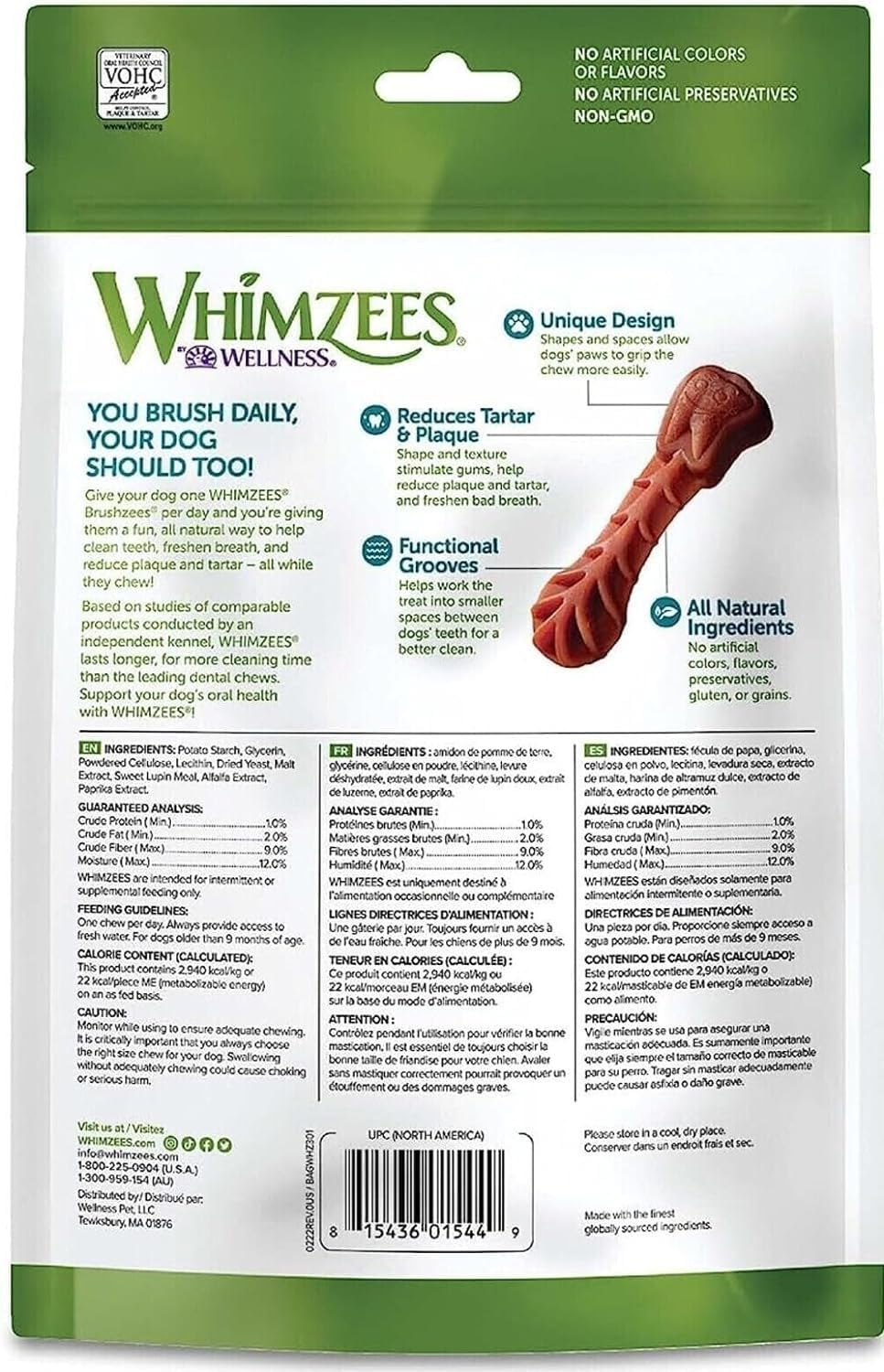 Whimzees Dental Dog Treats - Natural Grain-Free Chews for Healthy Teeth & Gums - Variety Pack - Small Breeds - Vegetarian Dental Care Snacks (2-Pack)