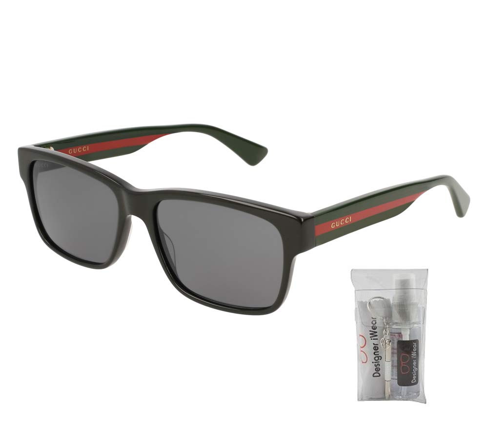 Gucci GG0340S 006 58M Black/Multicolor/Grey Square Sunglasses For Men For Women + BUNDLE with Designer iWear Eyewear Kit