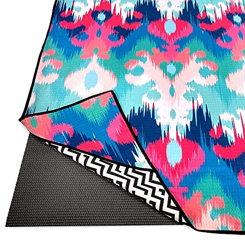 Hightide Yoga Mat Cover - Non Slip Microfiber Towel with Corner Pockets for Yoga and Bikram Hot Yoga in Two Sizes and Many Patterns (Radiance, 26" x 74")