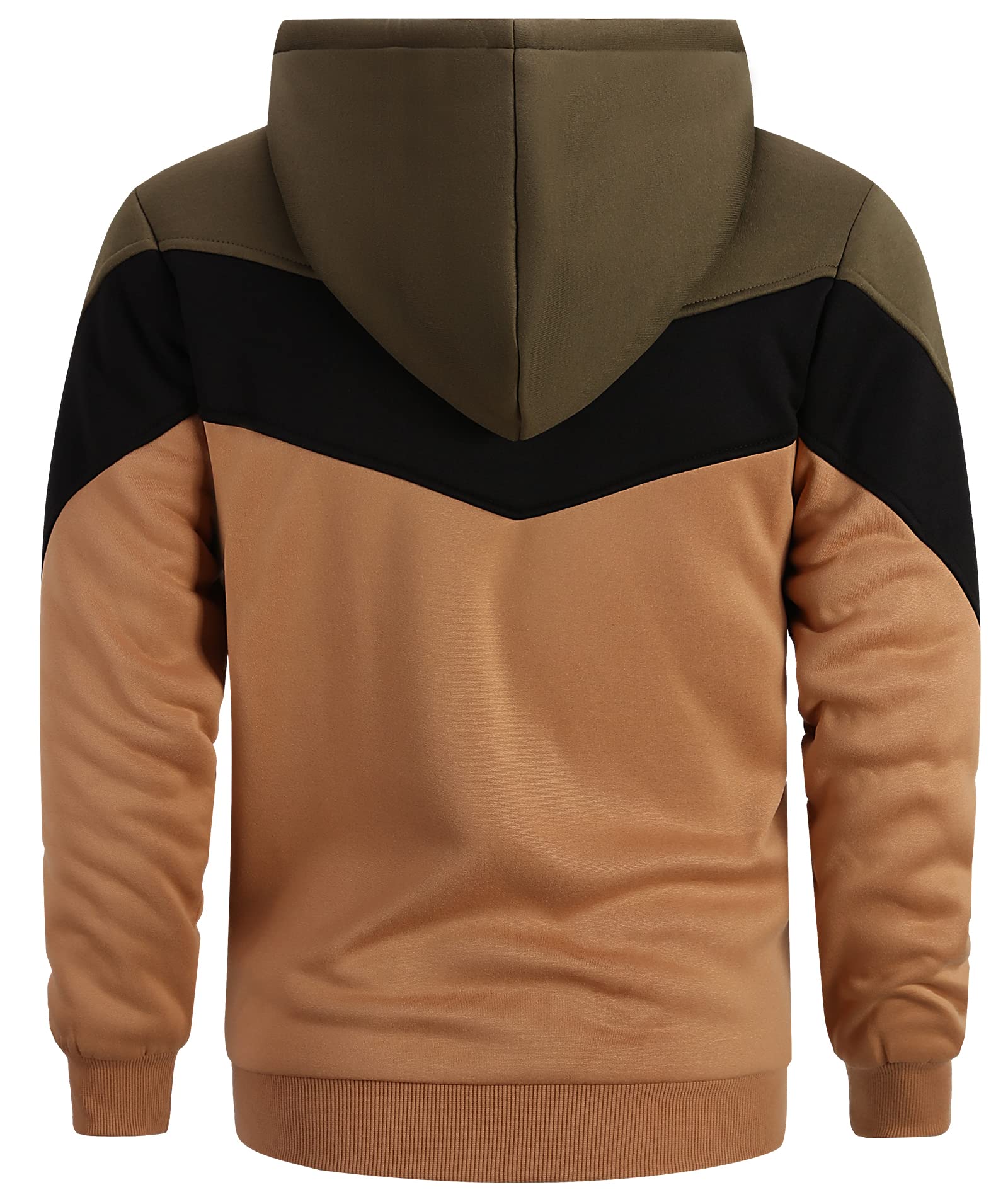 GEEK LIGHTING Hoodies for Men Heavyweight Fleece Sweatshirt - Full Zip Up Thick Sherpa Lined, green Black KhakiL
