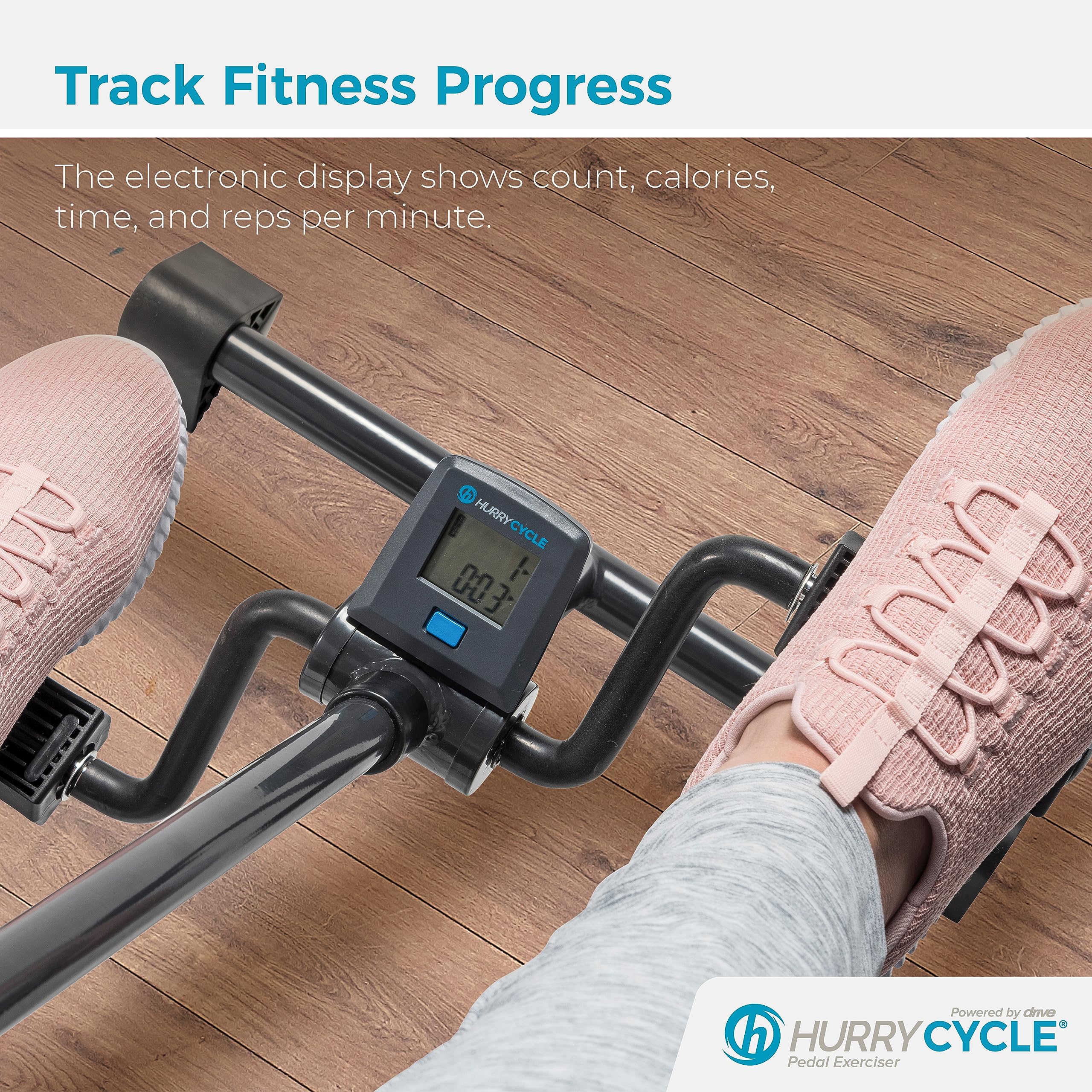 HurryCycle Foot Pedal Exerciser, Portable Exercise Peddler for Seniors with Adjustable Resistance and Digital Display