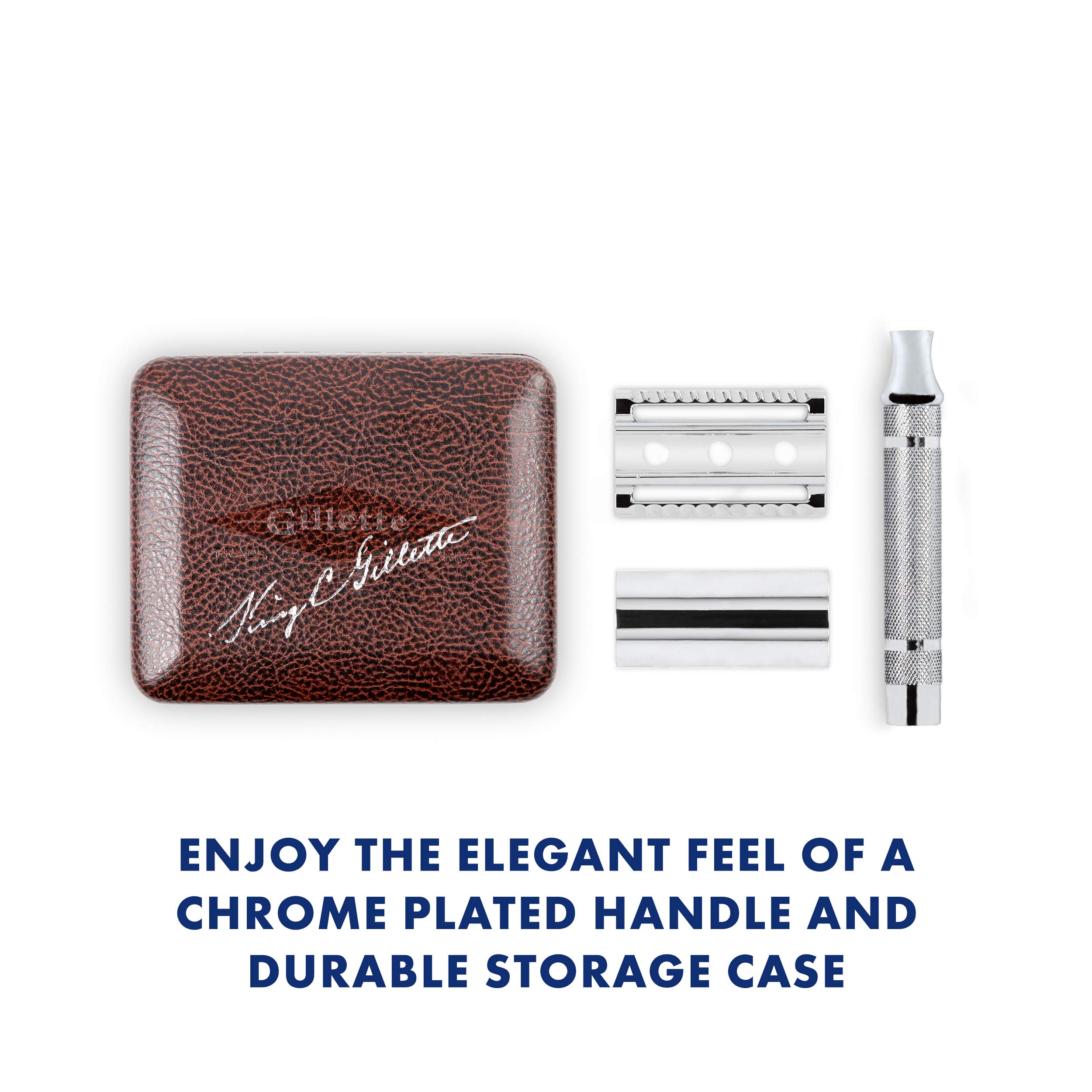 Gillette Heritage Safety Razor Kit includes Double Edge Safety Razor Blade and Travel Case