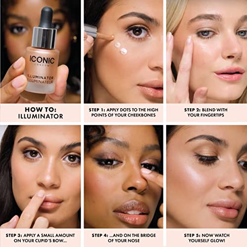 ICONIC LONDON Illuminator | Liquid Highlighter for a Radiant Glow, Cruelty-Free, Vegan Makeup, Blush (Peachy Rose) 0.45 Fl oz