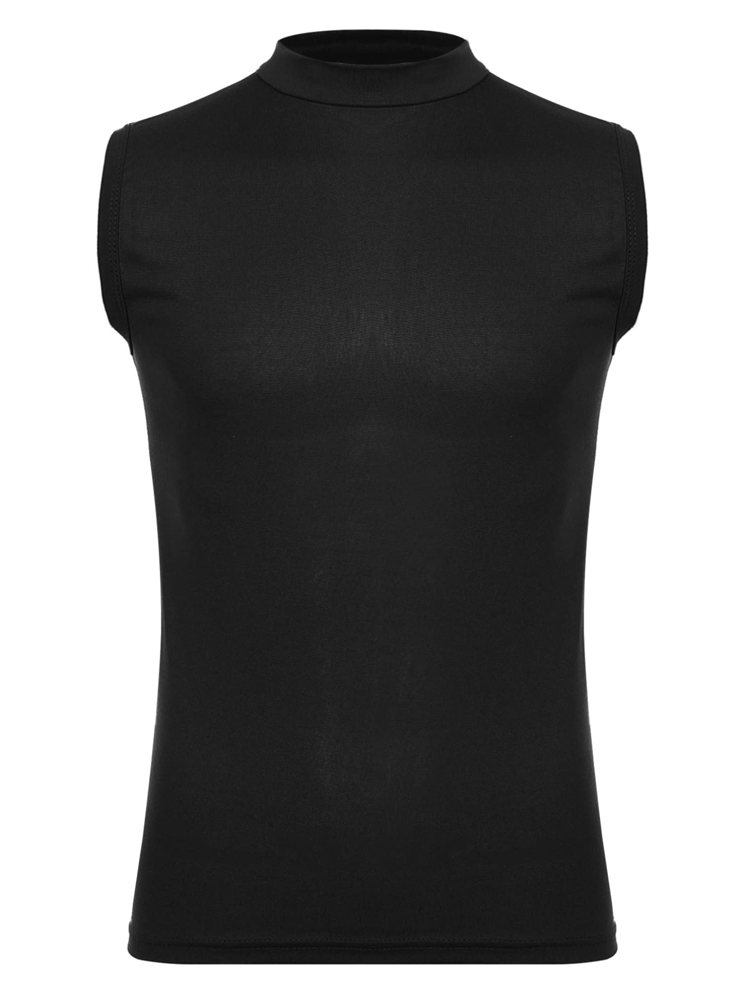 iiniim Muscle Tanks for Men Summer Sleeveless T Shirt Mock Turtleneck Undershirt Pullover Thermal Tops Black 3X-Large