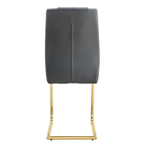 Gecheer Modern Dining Chairs, Dining Room Chairs, and Golden Leg Cushioned Chairs Artificial Leather, Suitable for Kitchens, Living Rrooms, Bedrooms, and Offices 4 Pieces Gray + PU Leather 2027A