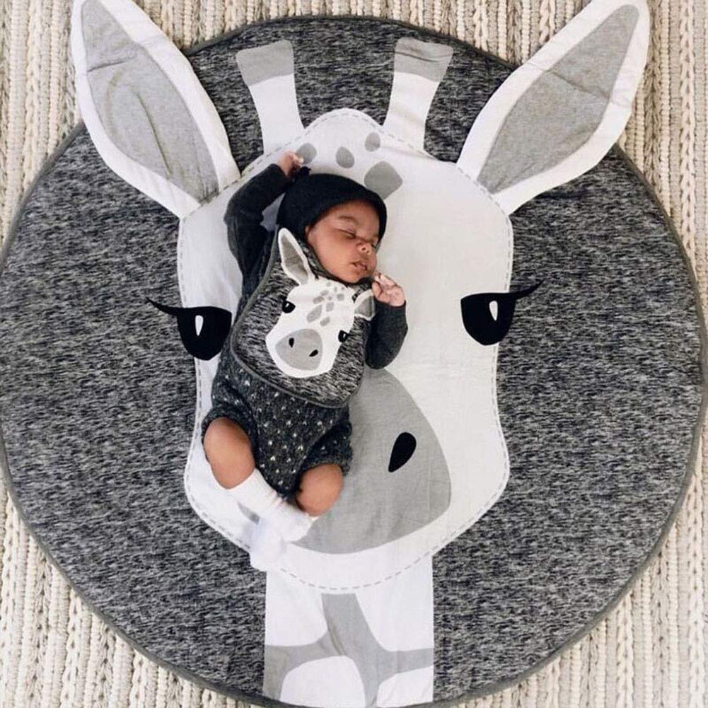 GABWE Round Giraffe Rug Carpet Cotton for Kids Floor Play mats Kids Room Decoration 35.4 inches