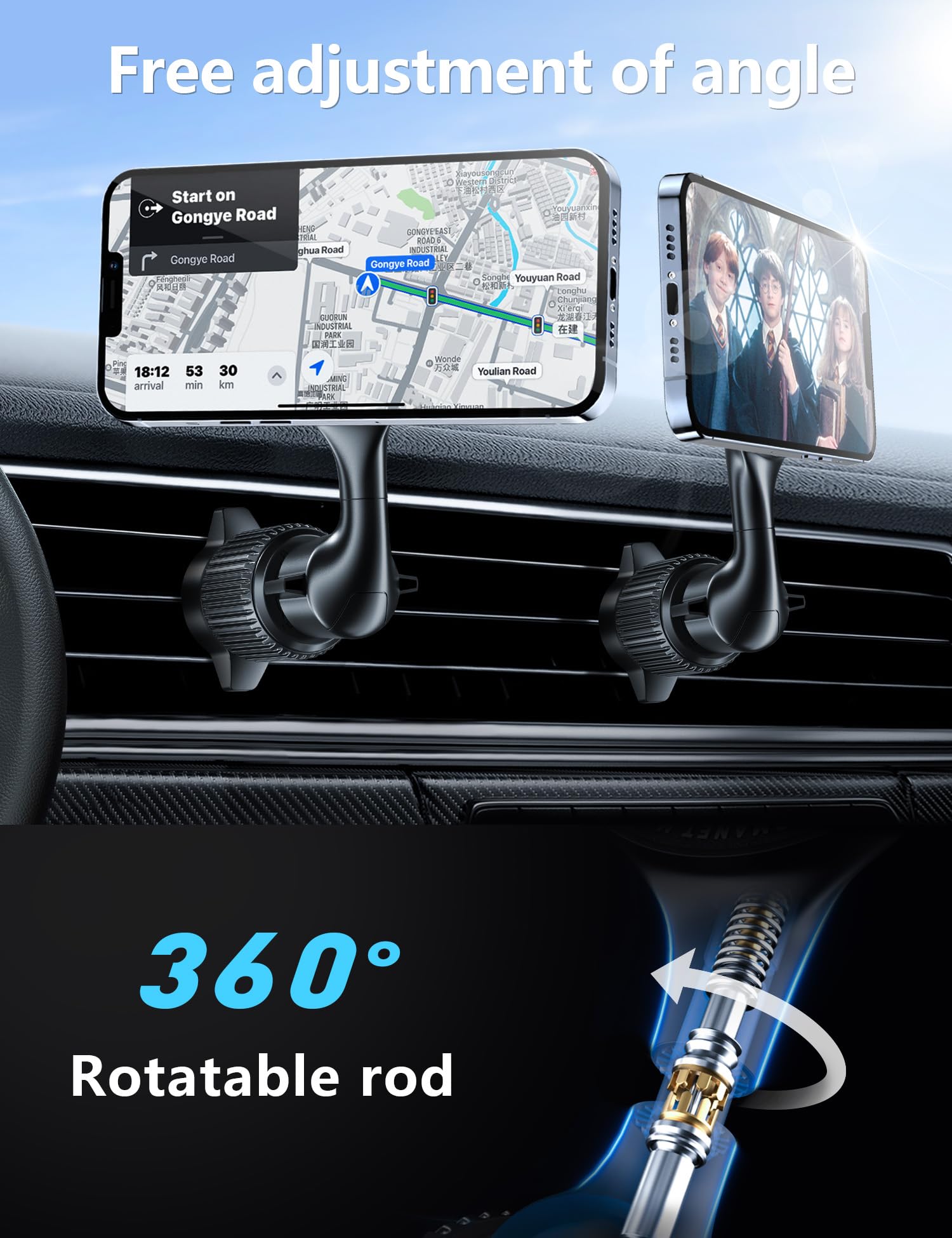 Holdersafe Fits Magsafe Car Mount for iPhone: [20 Powerful Magnets] Magnetic Air Vent Phone Holder [1080° Adjustable] Compatible iPhone 15 14 13 12 Pro Plus Max Mini & MagSafe Case & All Cell Phones