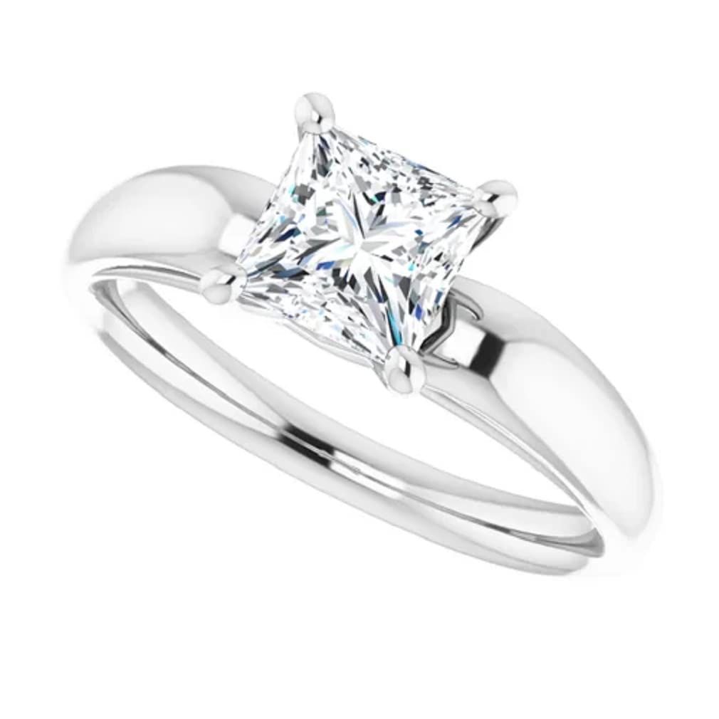 JEWELERYIUM 1 CT Princess Cut Colorless Moissanite Engagement Ring, Wedding/Bridal Ring Set, Solitaire Halo Style, Solid Sterling Silver Vintage Antique Anniversary Bridal Ring Gifts for Her (6)