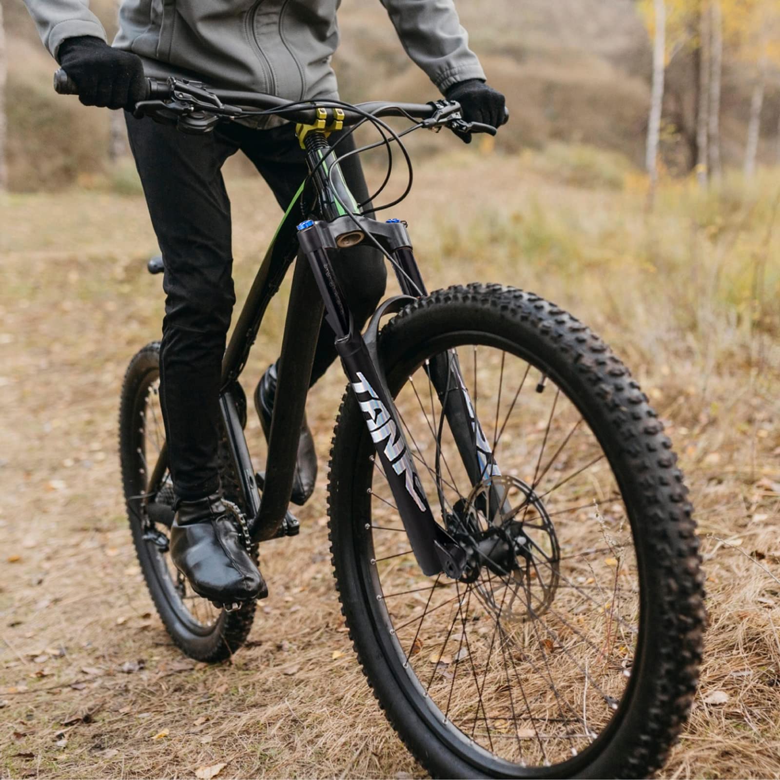 HAIMIM Mountain Bicycle Suspension Forks, 27.5/29 inch MTB Bike Front Fork with Rebound Adjustment, 100mm Travel 28.6mm Threadless Steerer (Black, 29inch)