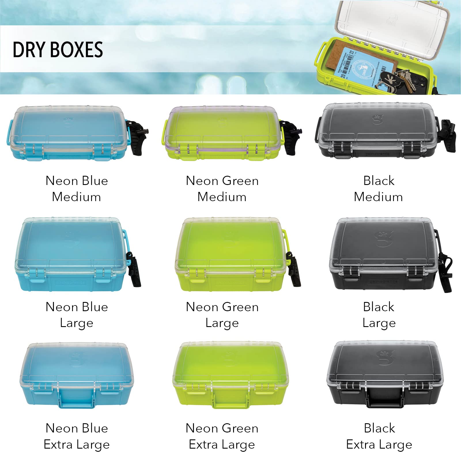 geckobrands Waterproof Dry Box Storage Case, X-Large, Black - Watertight & Airtight Dry Box for Phone, Wallet