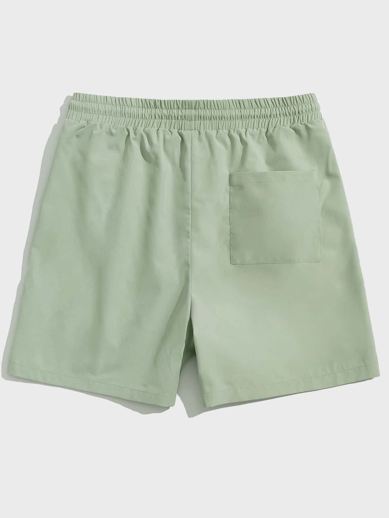 GORGLITTER Men's Letter Graphic Track Shorts Drawstring Waist Summer Workout Shorts Mint Green A Small