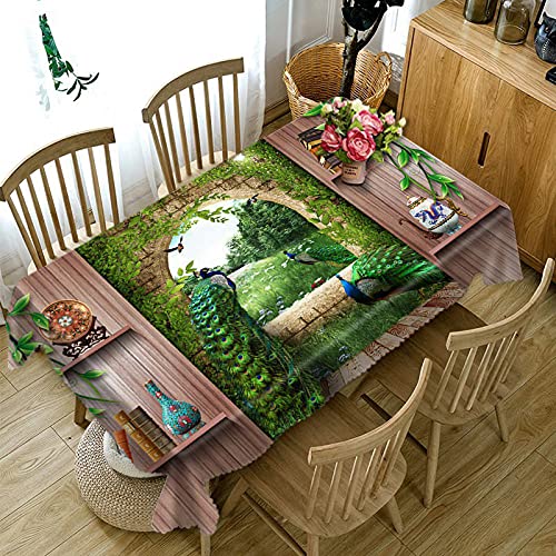 Home Christmas Decoration Natural Flowers Cute Cartoon Pattern Tablecloth New Year Rectangle Table Cover Picnic Mat A8 140x210cm