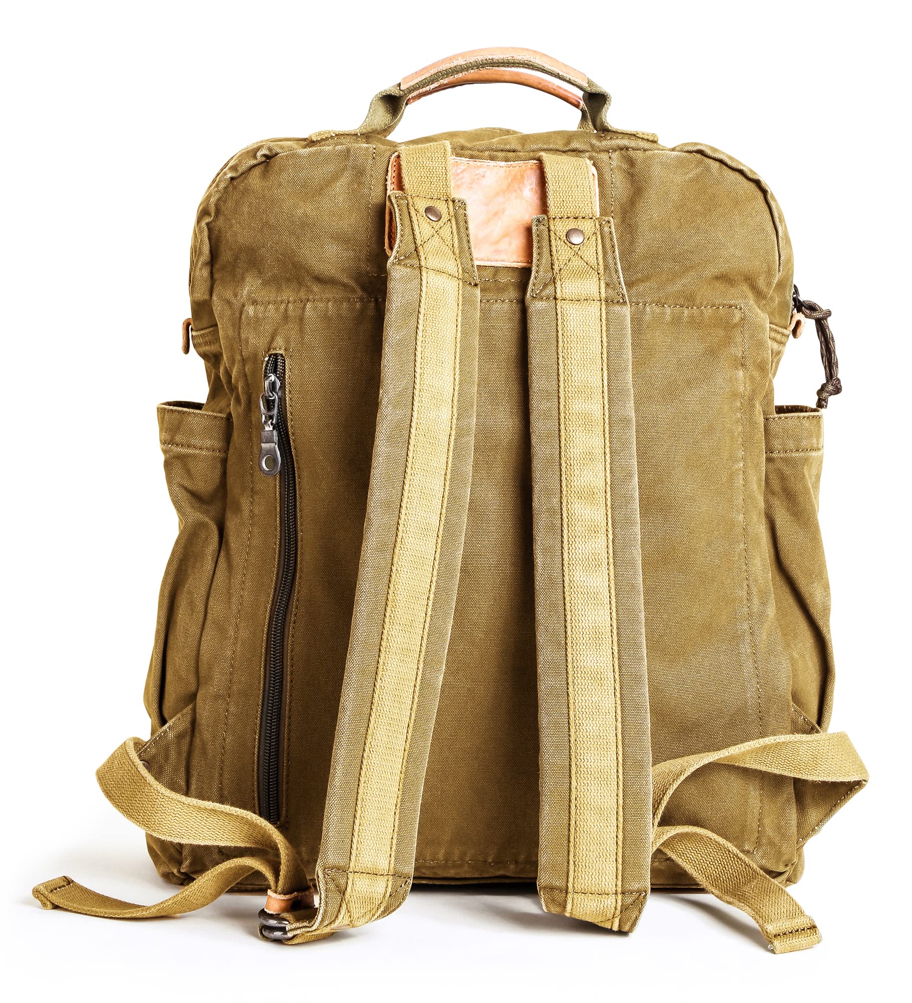 Gootium Canvas Backpack for Women Vintage Style Zipper Bag Men's Casual Daypack Cloth Outdoor Travel Rucksack, Khaki
