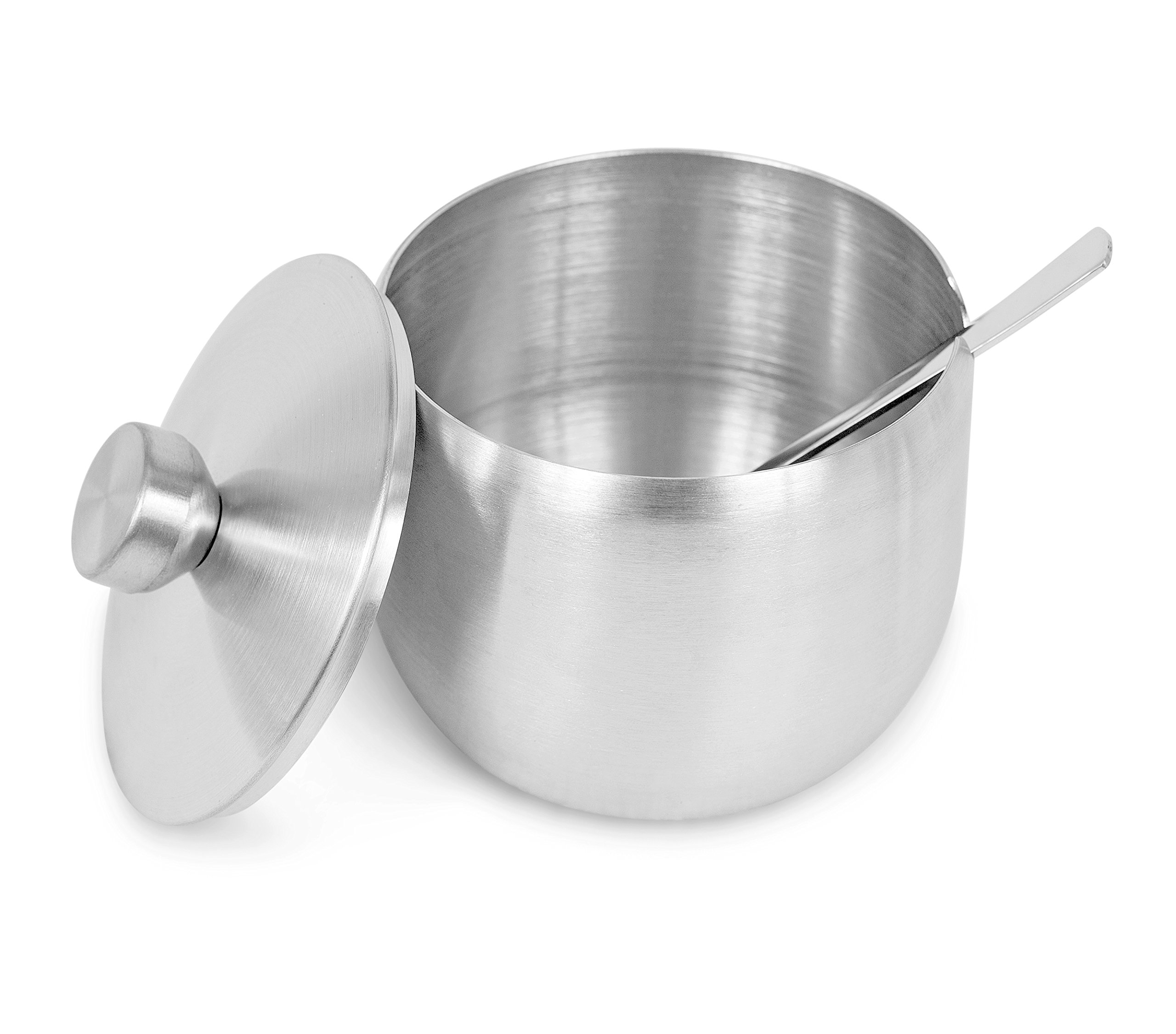Internet's Best Condiment Serving Bowls with Stand - Set of 3 - Catering Hosting Serving Dish Set with Lids and Spoons - Stainless Steel