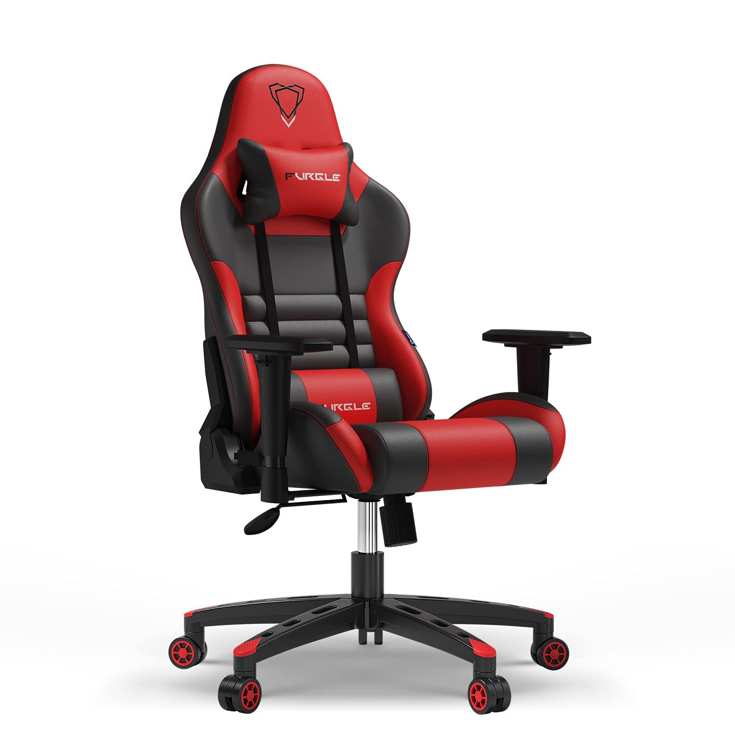 Furgle Gaming Chair with Footrest, Office Ergonomic Computer Chair with Lumbar Support, Height Adjustable Video Gaming Chair with 360°-Swivel Seat and Headrest, (Pro-Black/Red)