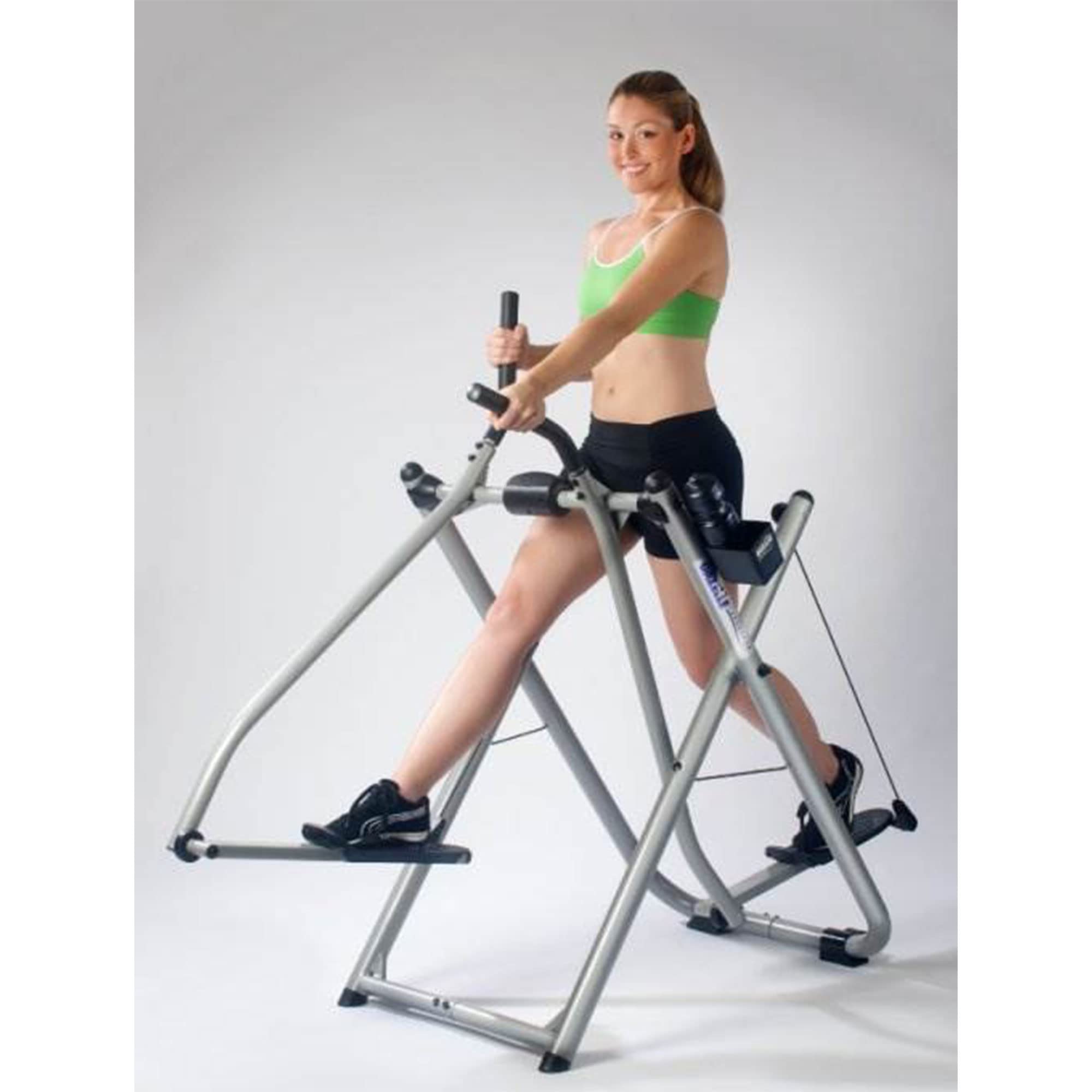 Gazelle Freestyle Fitness Home Cardio Workout Glider Equipment Machine with Handlebar Heart Rate Monitors, DVD Workouts, and Water Bottle