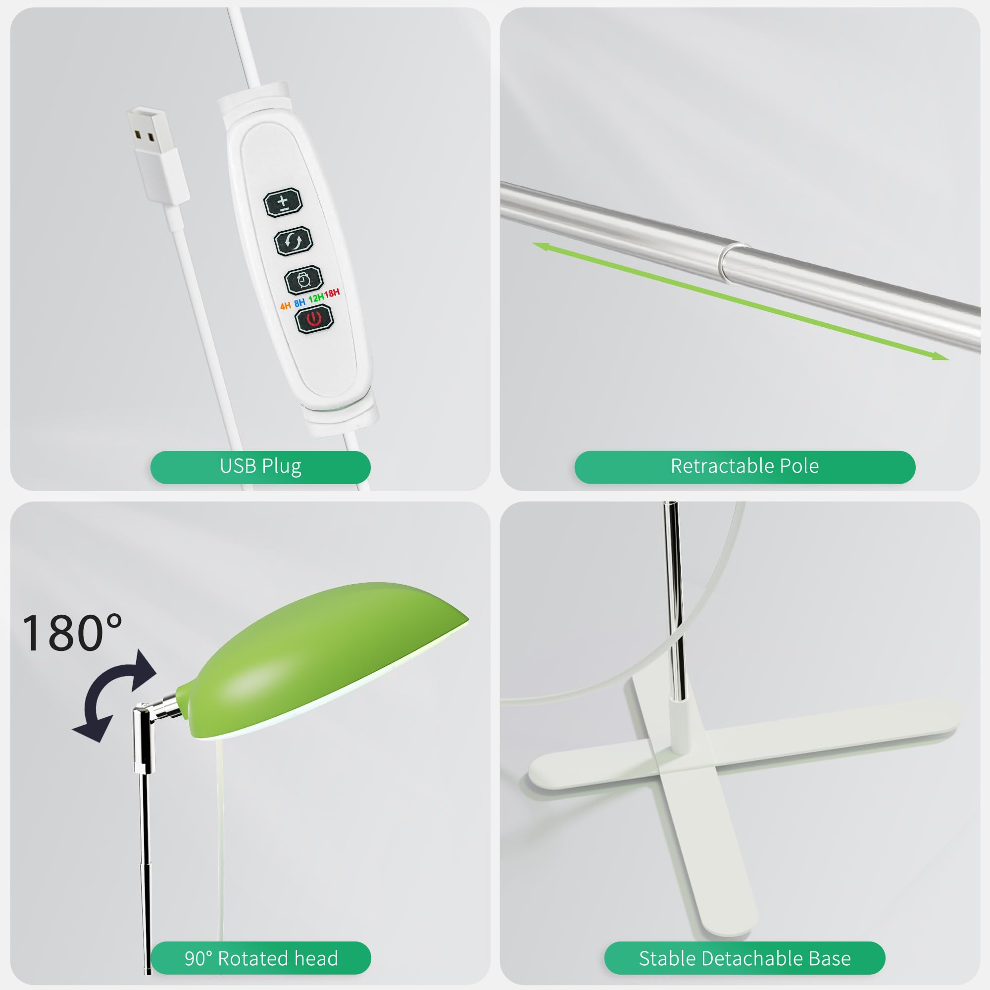 Grow Light for Indoor Plants, Diivoo Full Spectrum Grow Lamp with 10 Level Dimmable Brightness & 4 Automatic Timer, LED Plant Lights with 360 Spin Gooseneck for Potted Flowers, Plants, Vegetables