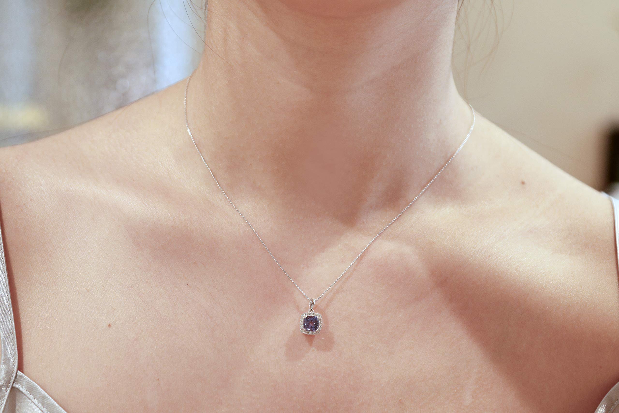 Gin & Grace 14K White Gold Natural Diamond (I1,I2) & Genuine Tanzanite Pendant for Women