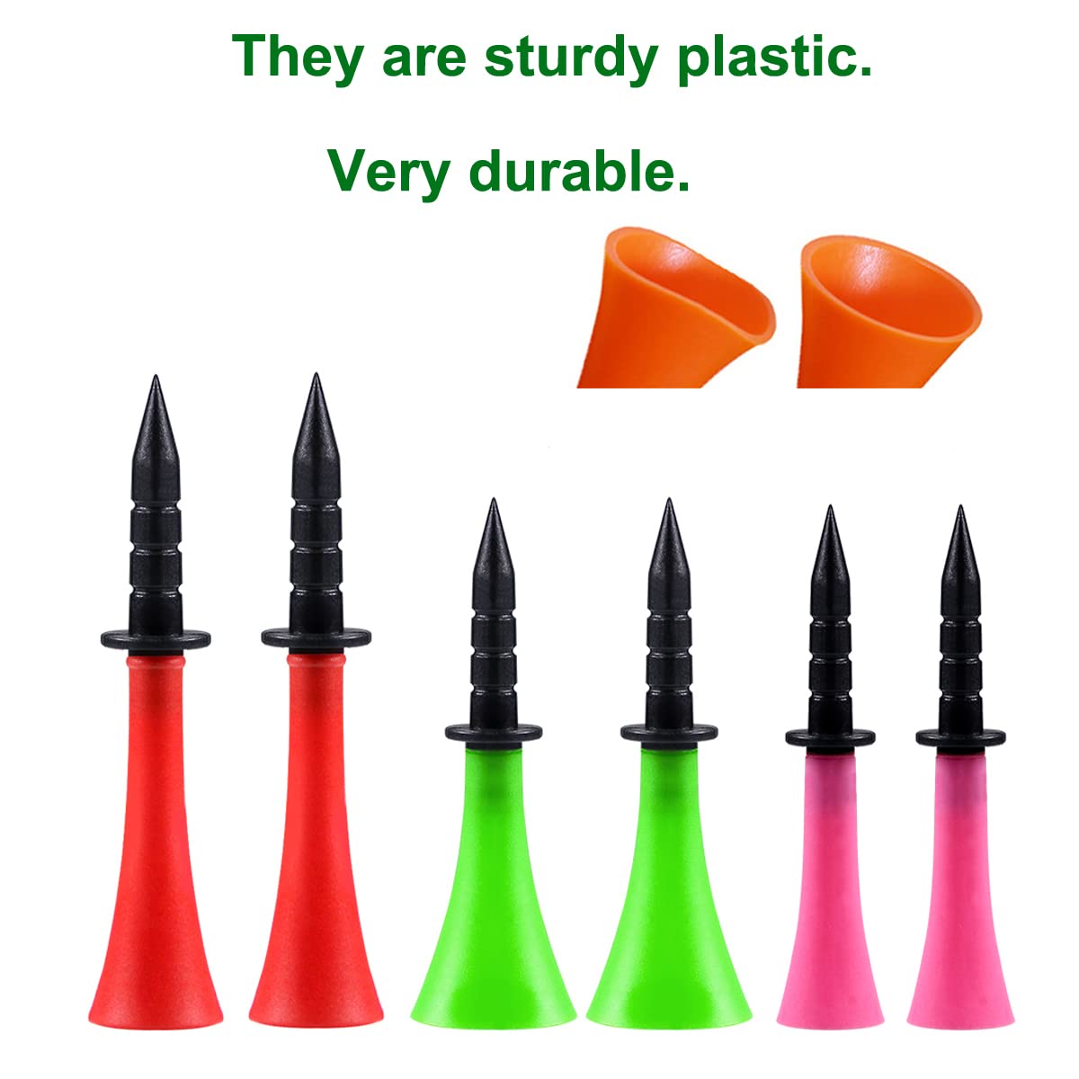 GLOOF Golf Tees Unbreakable Bulk 30pcs Golf Plastic Tees Reduce Friction Side Spin Durable Stable for Golfer Practice Mixed Colors