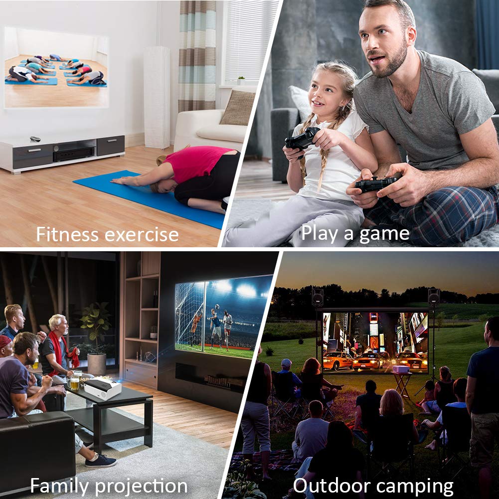 GRC Mini Projector, Portable WiFi Movie Projector with Synchronize Smart Phone Screen, 1080P and 200” Display Supported , Compatible with Android, iOS, TV Stick, HDMI, USB , AV for Home/ Outdoor Movie