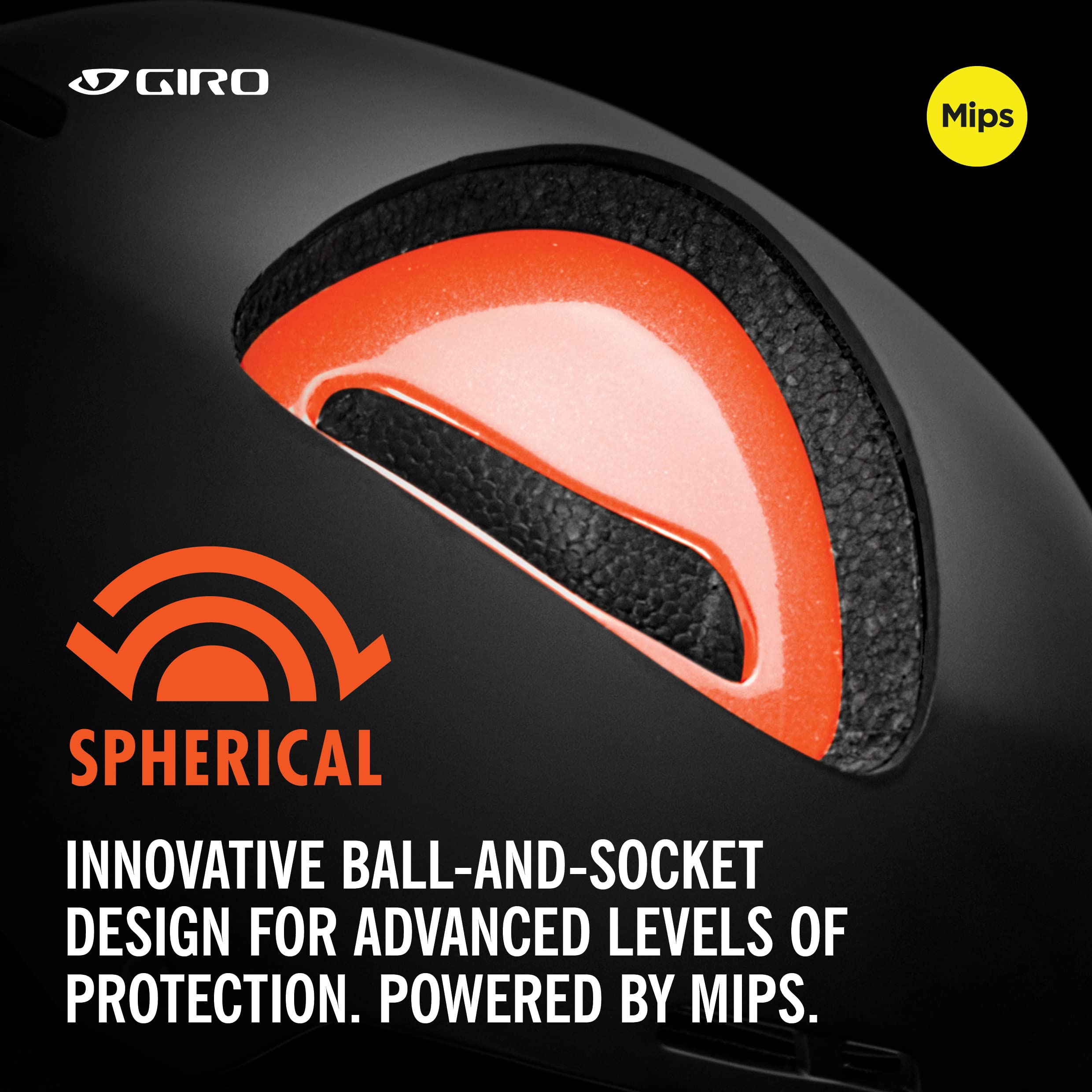 Giro Emerge Spherical MIPS Ski Helmet - Snowboard Helmet for Men, Women & Youth - Matte Black/Neon Lights - M (55.5-59cm)