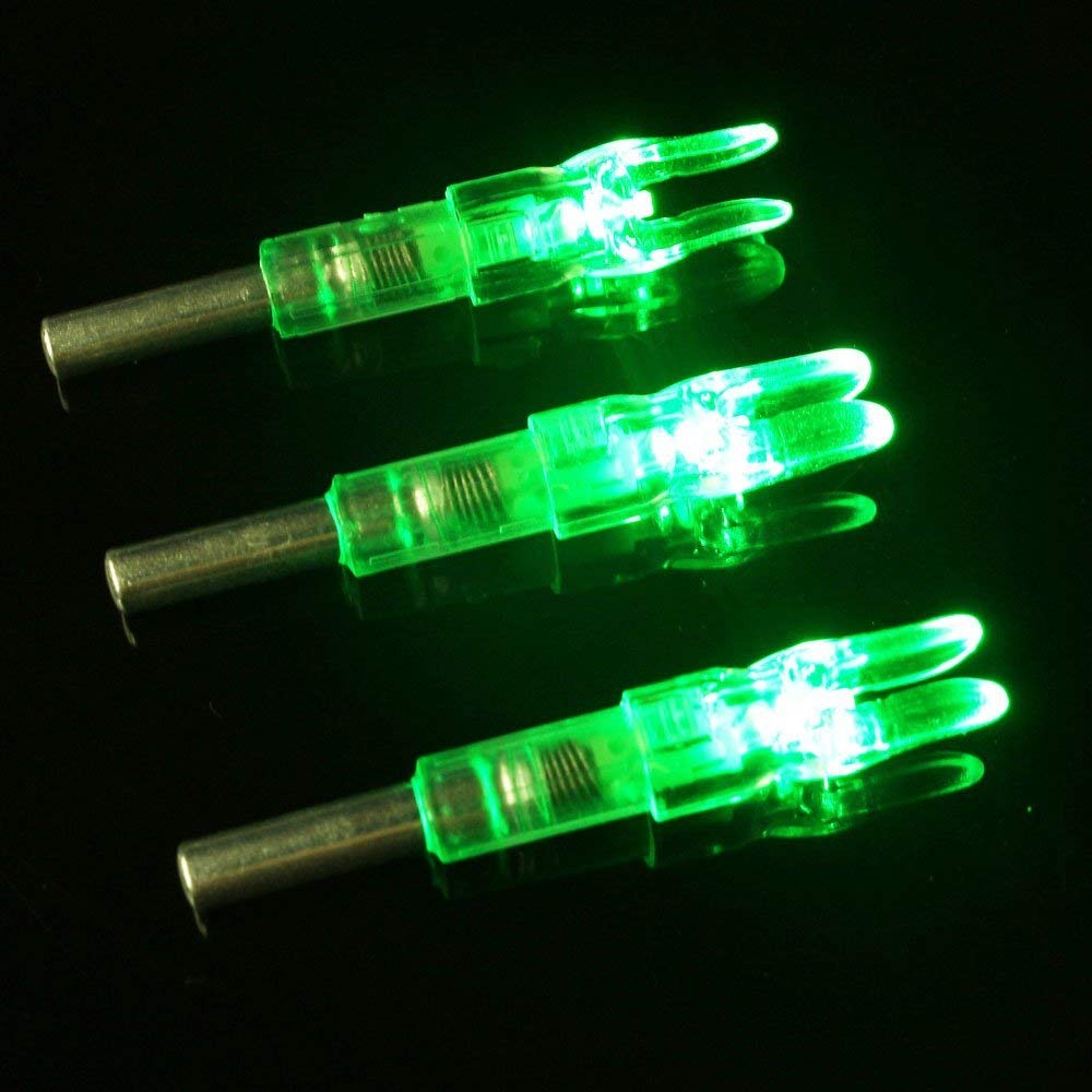 GUGA 6Pcs Lighted Nocks for Arrows with .244"/6.2mm Inside Diameter.Automatic Light Up When Shooting(Green)