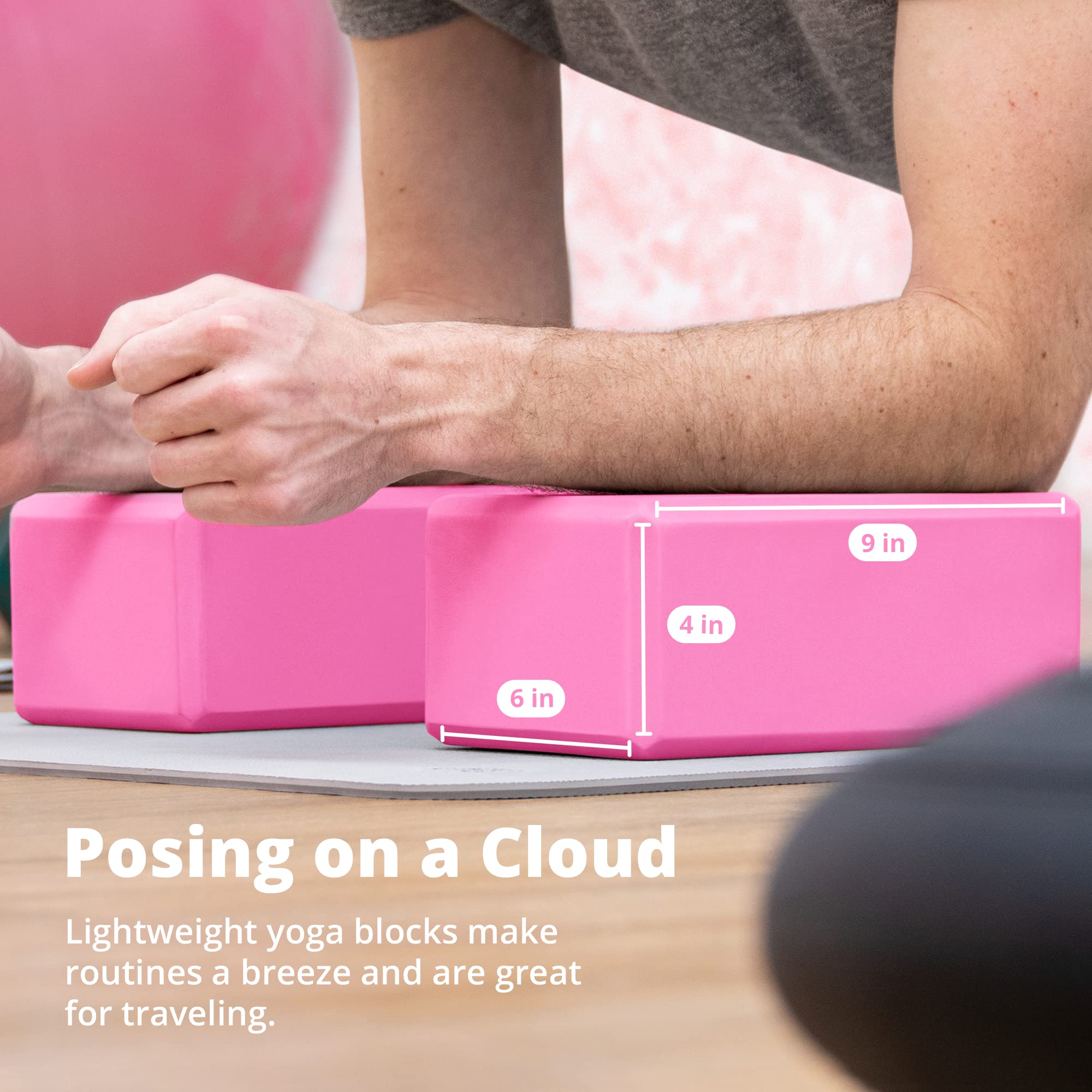 Greater Goods Premium Yoga Blocks for Yoga, Pilates, or Meditation, Watermelon Pink, (Pack of 2)