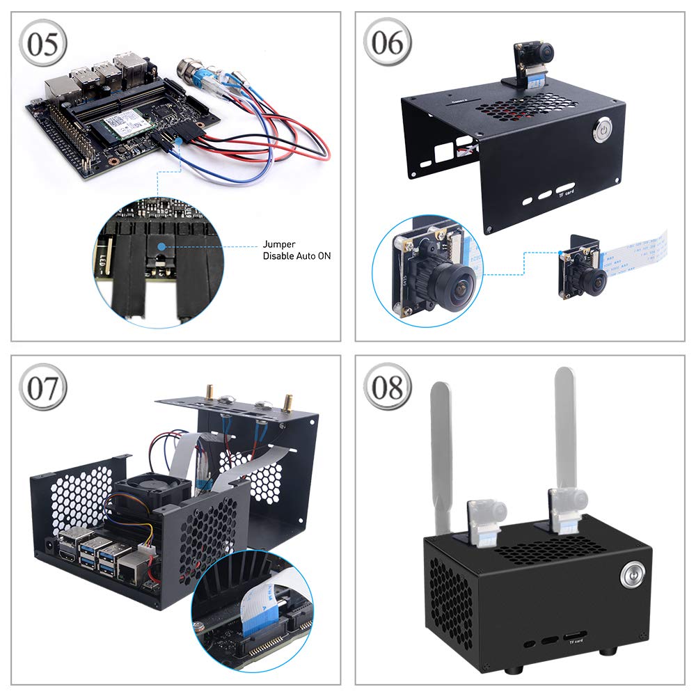 GeeekPi NVIDIA Jetson Nano B01 Metal Case with 4020 PWM Cooling Fan and 4010 Fan, Power & Reset Control Switch, Camera Holder for NVIDIA Jetson Nano Developer Kit (Support Jetson Nano B01 and A02)