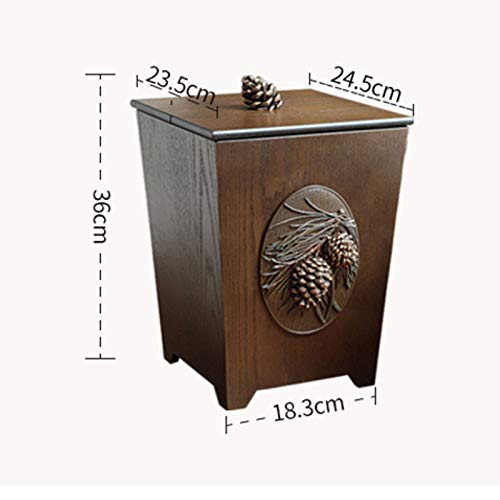 Garbage Recycling Bin Wood Design Trash Can Small Decorative Trash Can Home Living Room Bedroom Office Kitchen Covered Storage Box Kitchen Trash Can