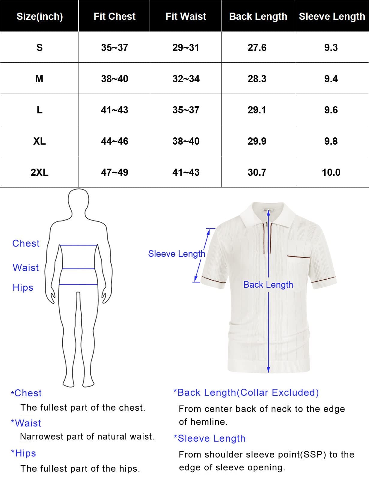 GRACE KARIN Mens Fashion Hollow Out Polo Shirts Lightweight Knitting Shirts Blue