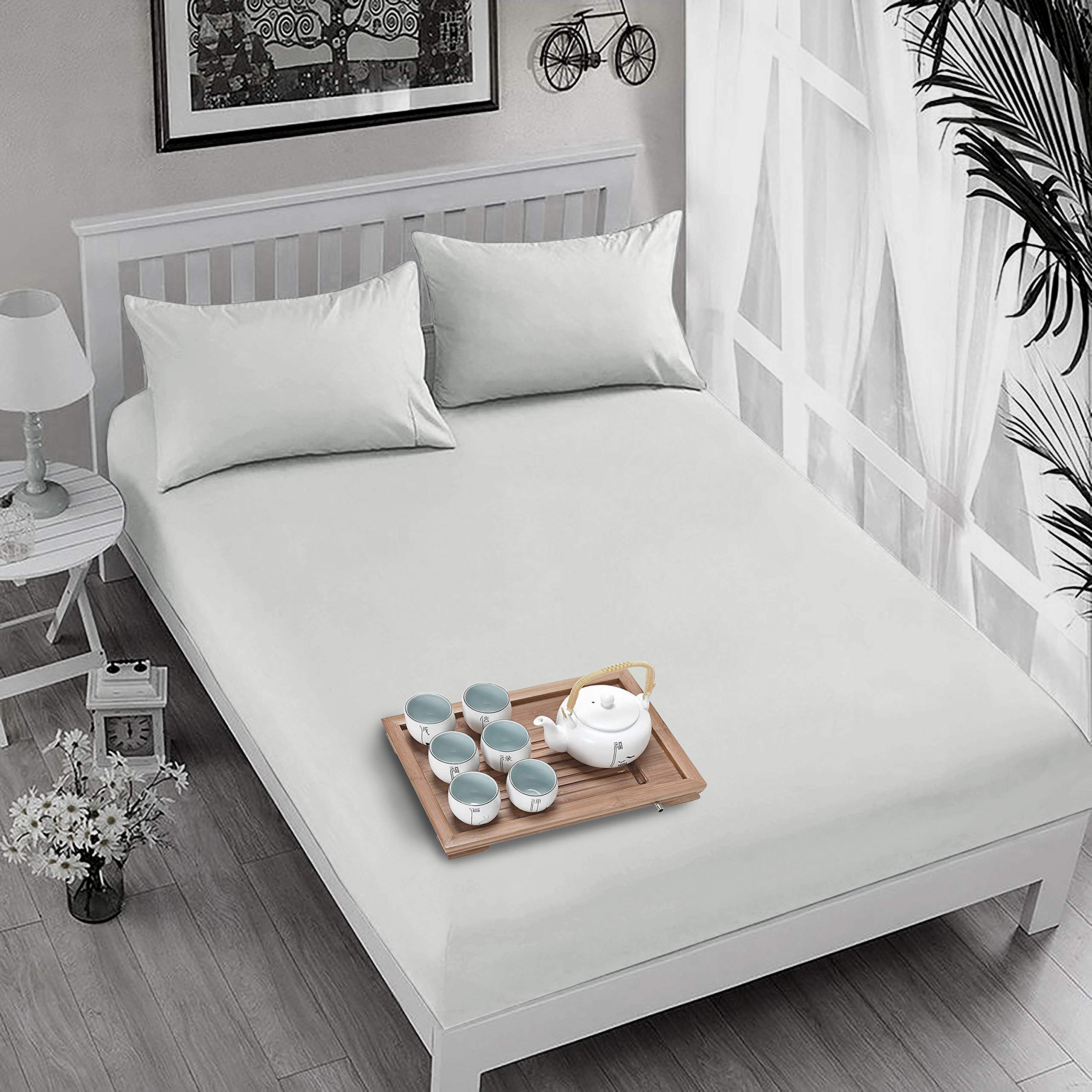 GULLIVER Cotton Rich Quality King Sheet in Grey COLOR-1PIECE, FITS Upto 15ββ DEEP Mattress Pockets, Breathable Cool, & ECO-Friendly.