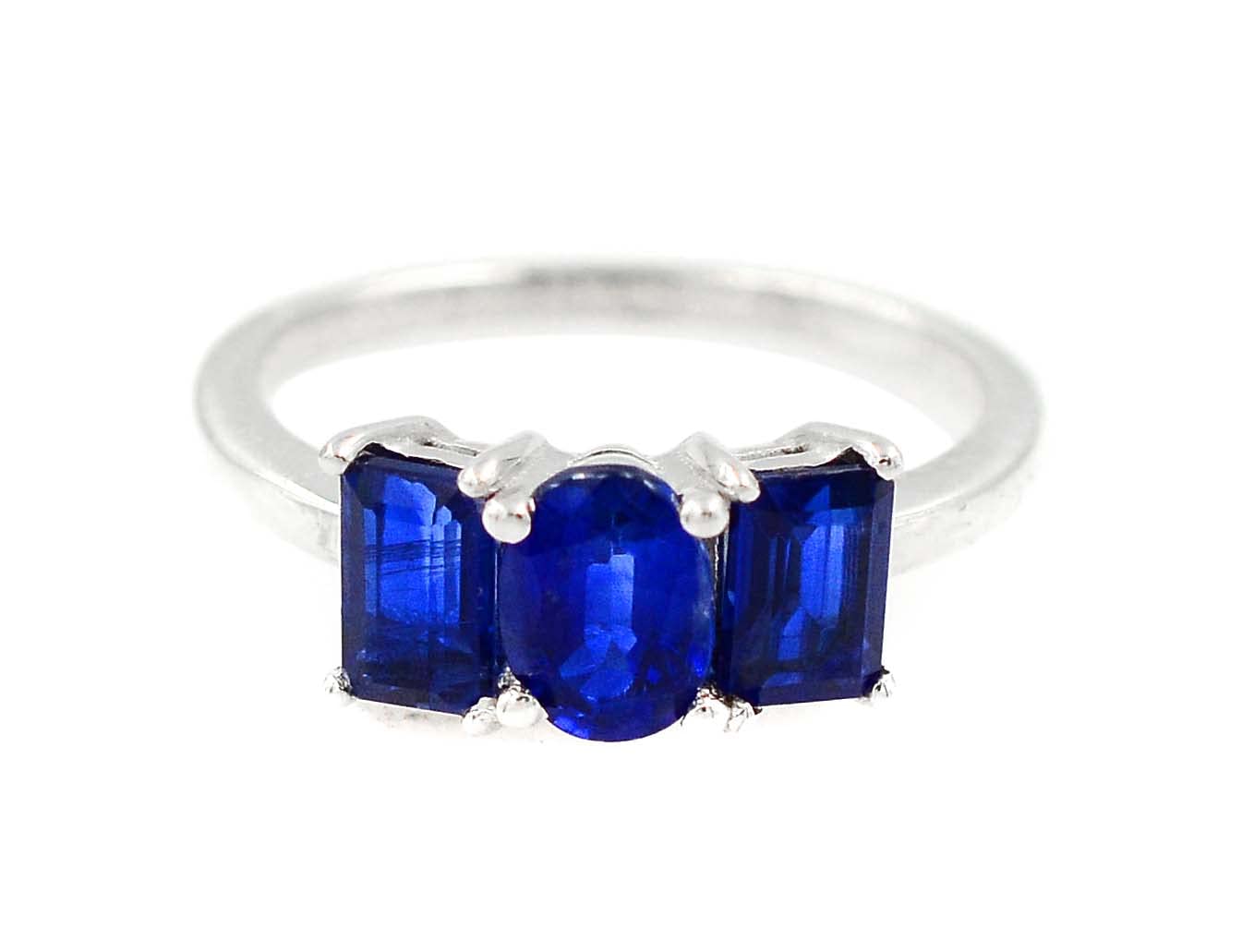 Gemstone 925 Sterling Silver Natural 7X5 MM Blue Kyanite Oval Cut January Birthstone Cluster Unisex Ring For Wedding Gift (Rhodium Plated Silver, 8.5)