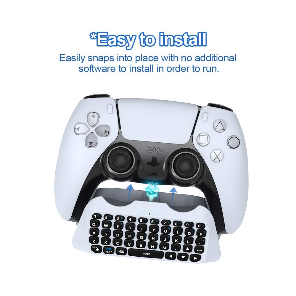 GOTRUTH Controller Keyboard for PS5, Gamers Digital Mini Bluetooth Keyboard Chatpad for Playstation 5 for DualSense Controller, Used to Chat with Playes in Games (White)