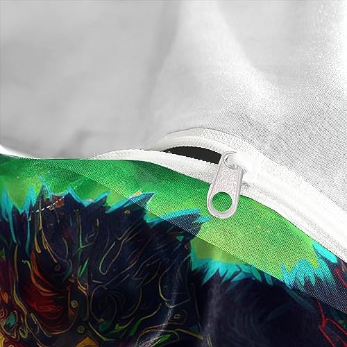 GEEYOU Cosmic Space Wolves Duvet Cover Quilt Cover Comforter Covers for Teens and Adults 3D Print with Pillow Cases Bedding Set with Zipper Closure Soft Microfiber 3 Pieces Queen(228x228cm)