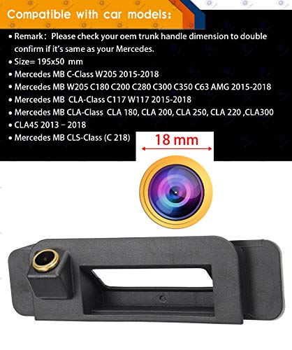 HD 1280x720p Rear Reversing Backup Camera Rearview License Plate Camera Night Vision Ip69 Waterproof for Mercedes Benz C Class W205 CLA C117 2015-2017 w/NTG5.0/5.1