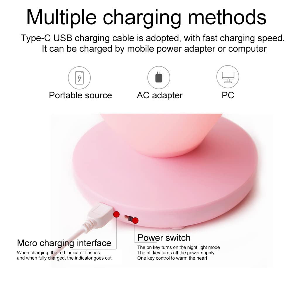 LVOERTUIG LED Night Light, Soft Silicone Duck Lamp, Portable Rechargeable Touch Bedside Lamp for Room Decor