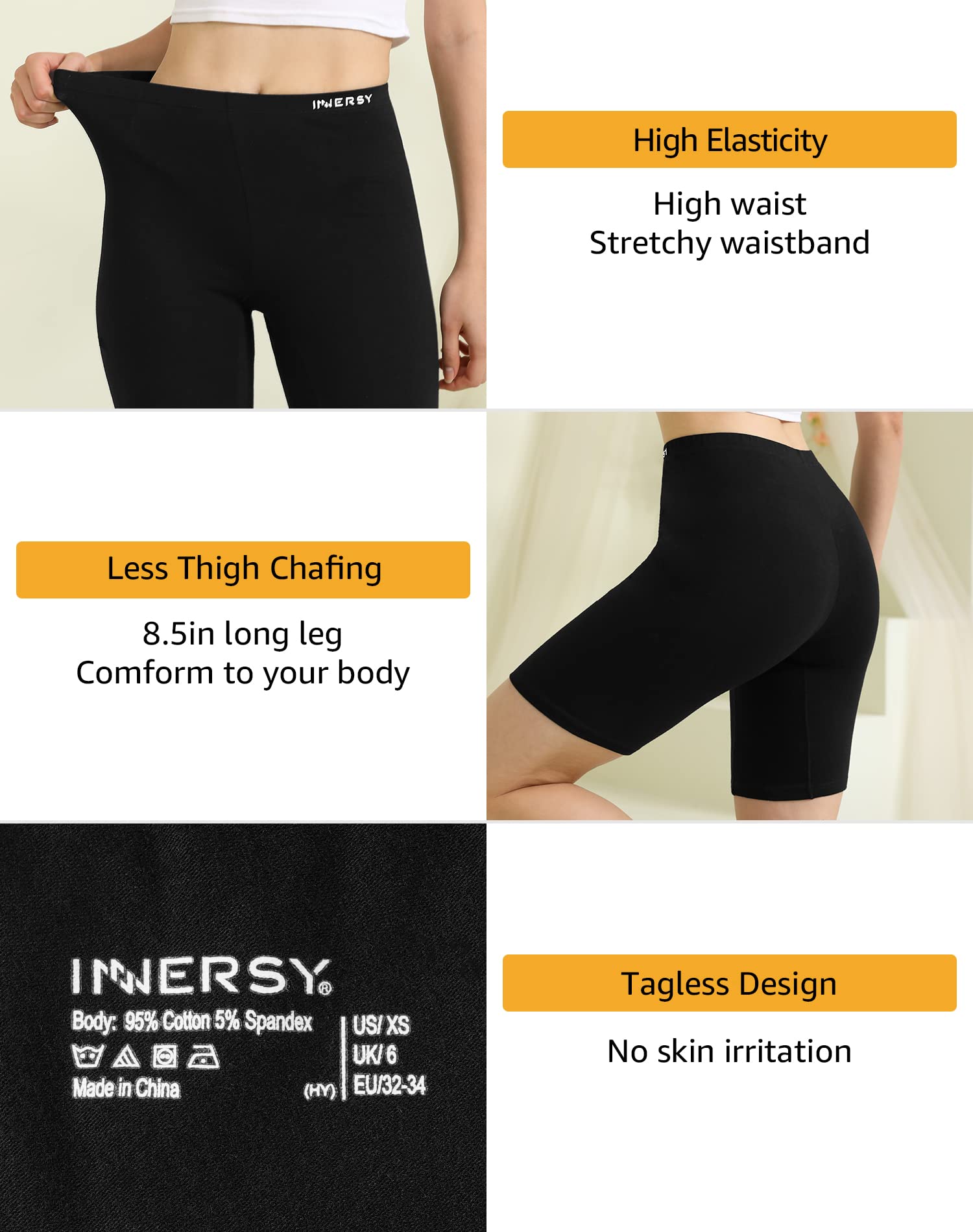 INNERSY Women's Cotton Boy Shorts Anti Chafing Under Dresses Summer Shorts 3-Pack(Fresh Spring,XX-Large)