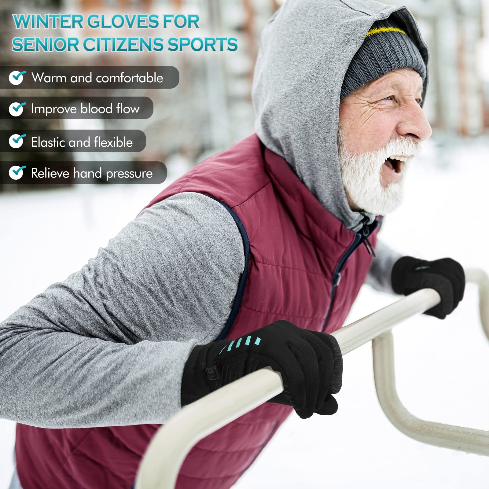 JALBSI Winter Gloves Men Women With Thermal Wool Fleece Lined for Cold Weather Touchscreen Fingers Insulated Warm Windproof