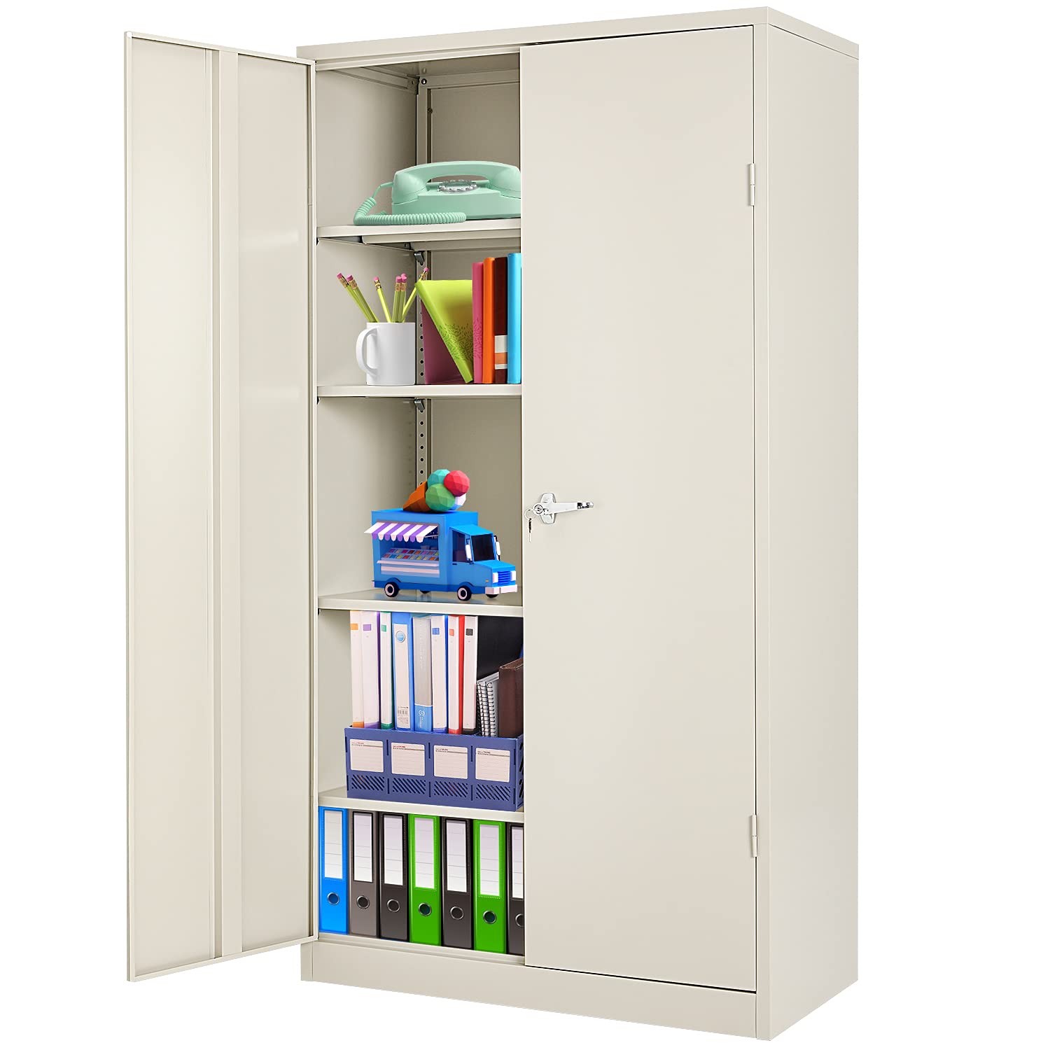 Greenvelly Locking Metal Gun Cabinet with 2 Doors, Tall Steel Gun Cabinet