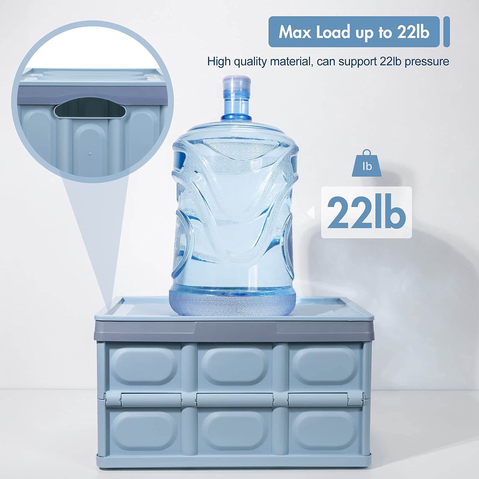 Homde Collapsible Storage Bins Bundle: 2 Gray Storage Boxes and 2 Blue Storage Boxes (Large)