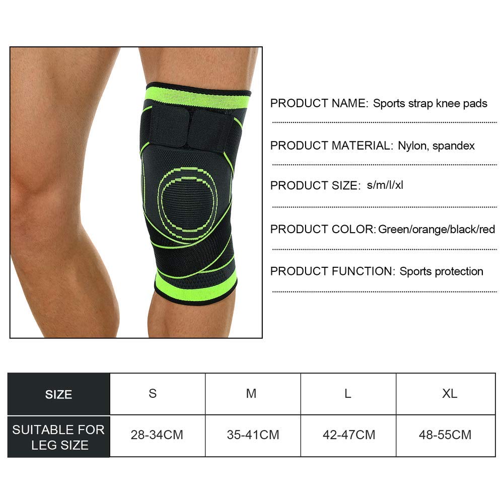 Hopgo Knee Braces for Men Women Knee Support Non-Slip Knee Compression Sleeves with Adjustable Straps for Arthritis, Workout Running, Soccer, Basketball, Meniscus Tear (Single) Green S