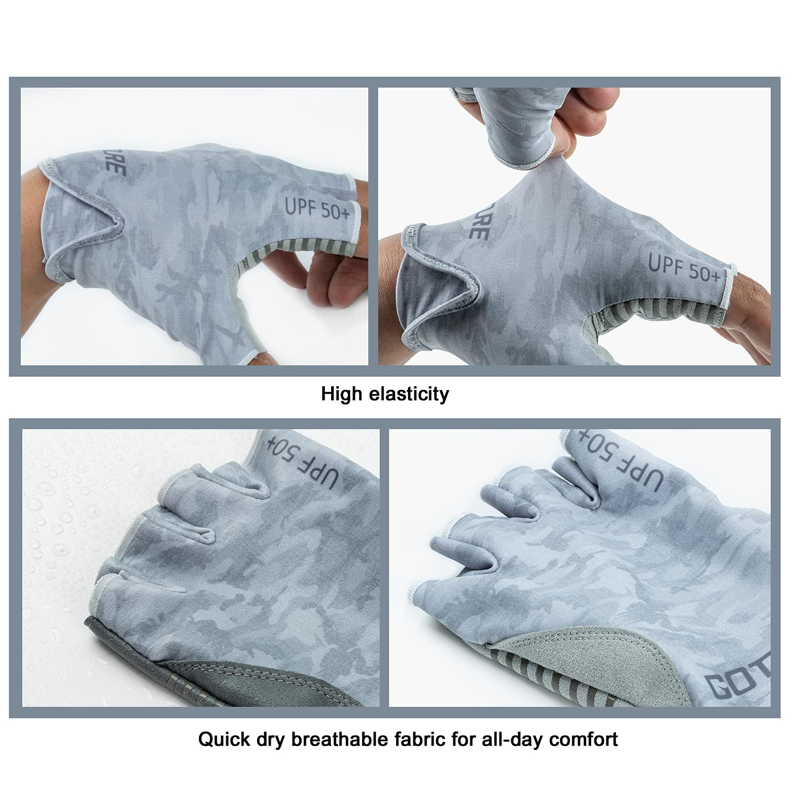 Goture Fingerless Fishing Gloves, Half-Finger Design, Microfiber Breathable Material for Kayaking, Rowing, Cycling, Rowing, Gardening, Outdoor Activity