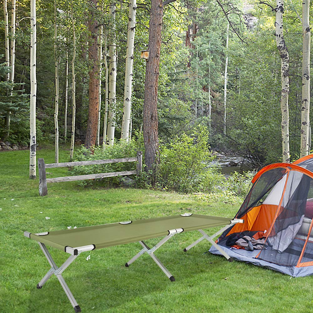 Guangshuohui Camp Bed, Portable Folding Camping Cot for Adults,Indoor Outdoor Portable Sleeping Cot for Hiking, Camping with Carrying Bag Army,Green