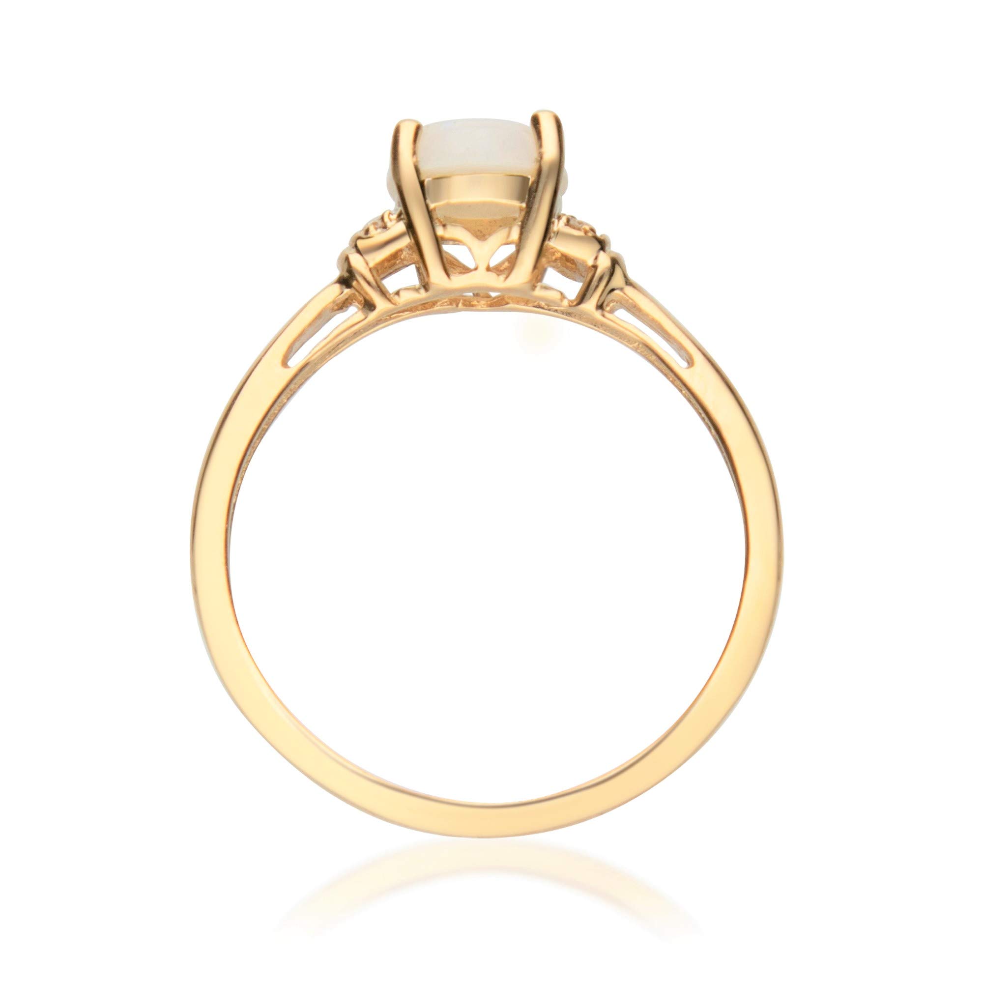 Gin & Grace 14K Yellow Gold Natural Opal & Diamond (I1,I2) (Size 7) Statement Propose Promise Ring for Women