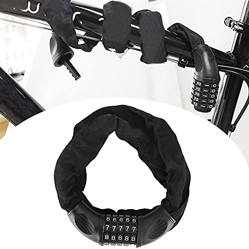 Hosi Bike Security Lock, Resettable Impact Resistant PE Shell Black Steel Chain Bicycle Coded Lock for School
