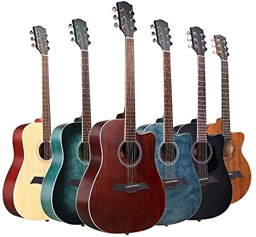 Guitar Kit, String Instrument Electronic Guitar Beginner Practice Travel Guitar Adjustable Metal String Fingerstyle Stable Sound Quality Spruce 6 Colors (Color : Black, Size : Long-104cm)
