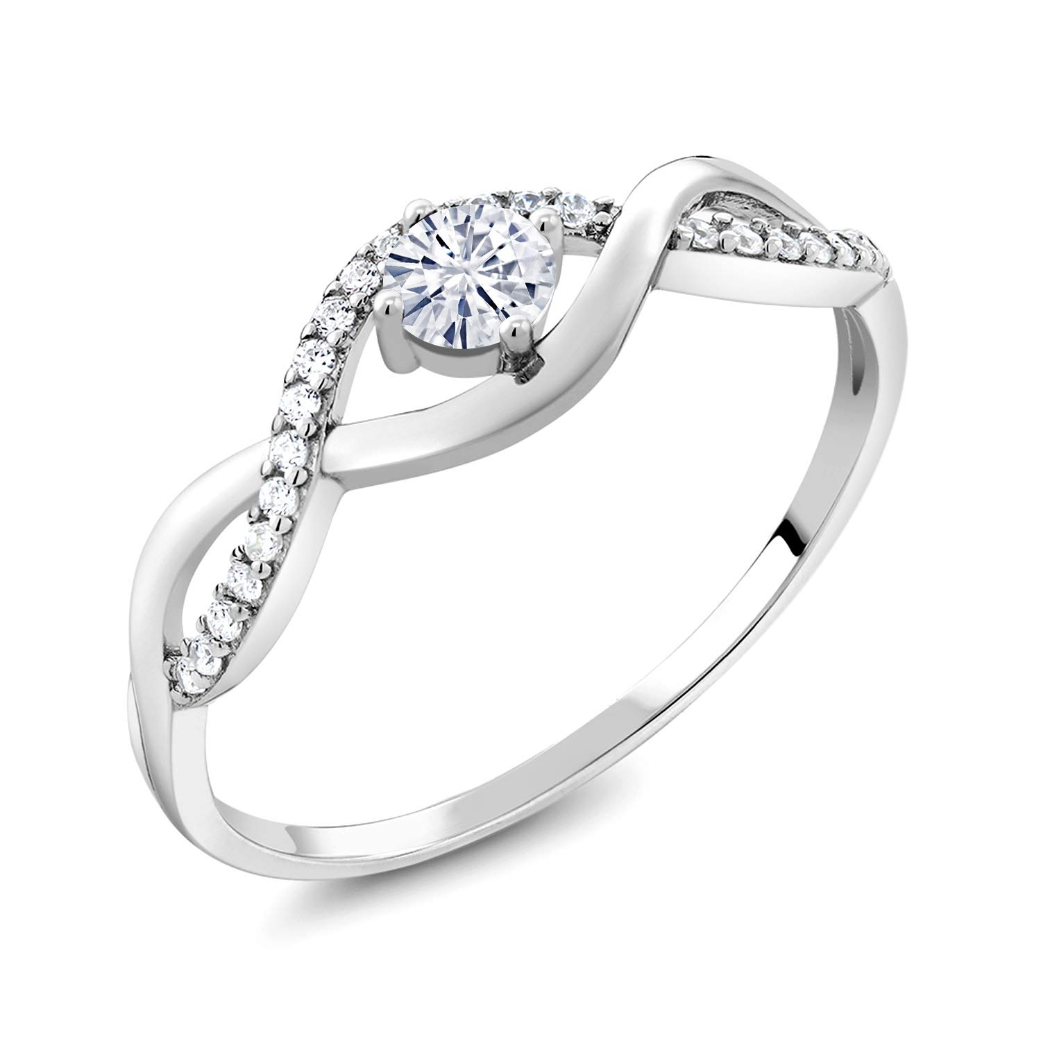 Gem Stone King 925 Sterling Silver 4MM Round Gemstone Birthstone Infinity Ring | Wedding Engagement Anniversary Promise Ring For Women | Size 5,6,7,8,9