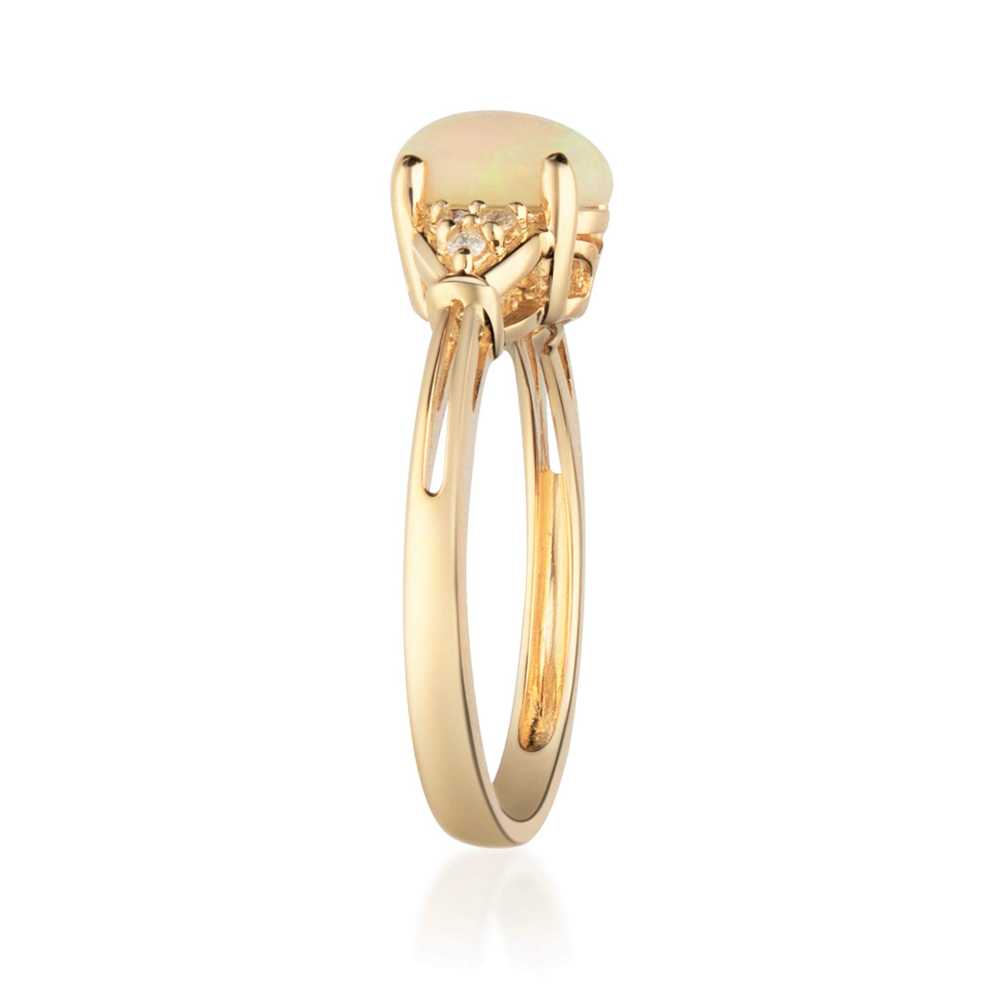 Gin & Grace 10K Yellow Gold Natural Opal Diamond (I1,I2) (Size 7) Propose Promise Ring for Women