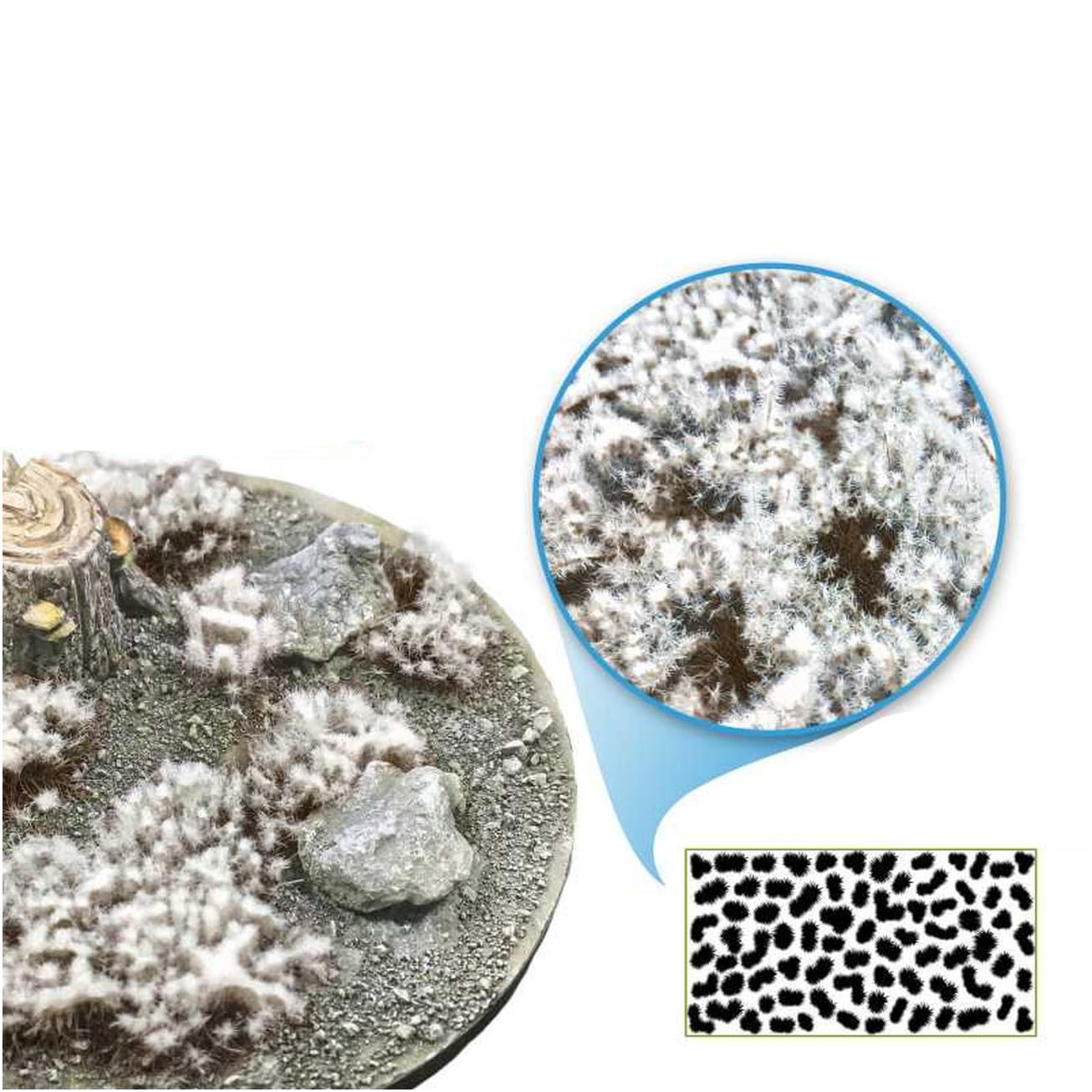 Green Stuff World for Models and Miniatures Shrubs Tufts 6mm Frosted Snow β Burnt 11787